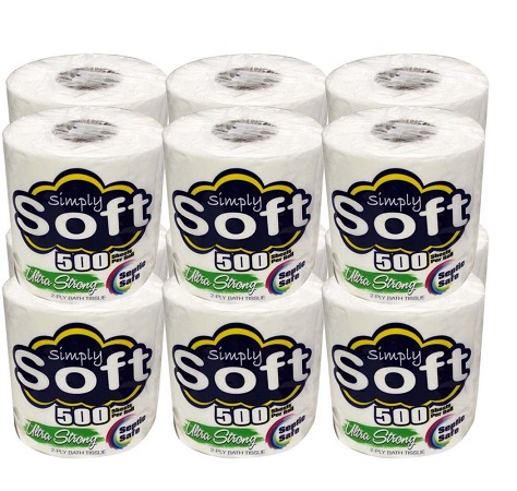 SIMPLY SOFT SINGLE ROLL TISSUE 500/48CT - Gold Star Distribution Inc