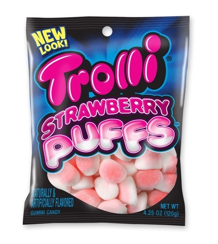 BAGS* TROLLI STRAWBERRY PUFFS 12/4.25OZ - Gold Star Distribution Inc