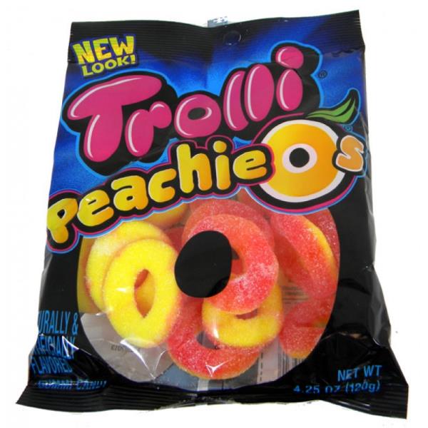 BAGS* TROLLI PEACHIE-O'S 4.25oz/12ct - Gold Star Distribution Inc