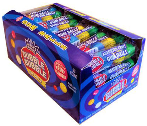 DUBBLE BUBBLE *blue GUM BALLS 36CT - Gold Star Distribution Inc
